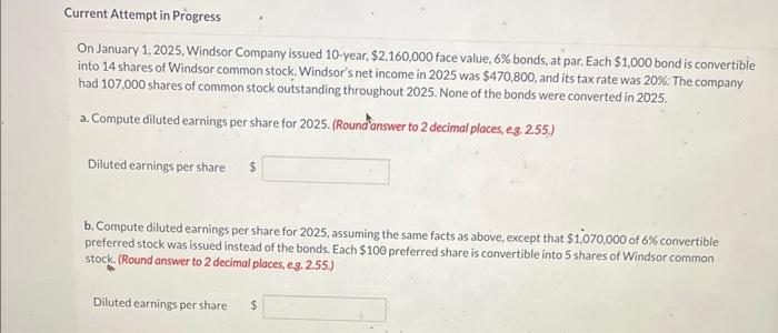 Solved On January 1, 2025, Windsor Company issued 10 -year, | Chegg.com