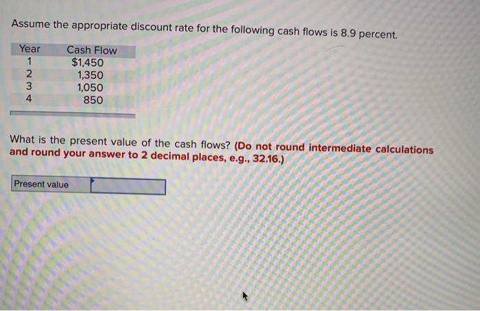Solved Assume the appropriate discount rate for the | Chegg.com