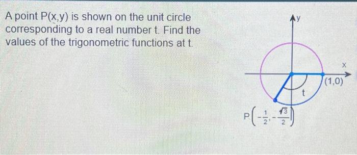 Solved A point P(x,y) is shown on the unit circle | Chegg.com