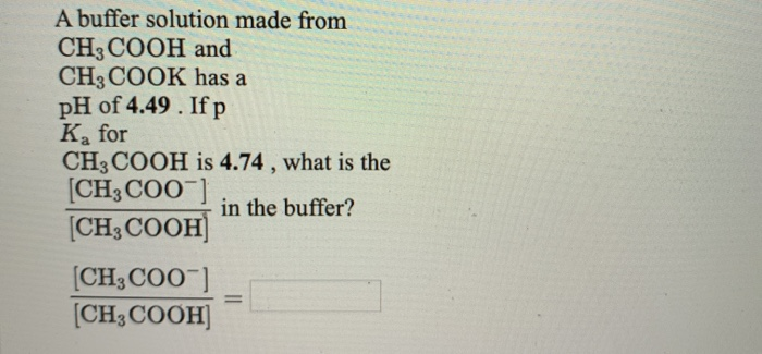 Solved A buffer solution made from CH3COOH and CH3COOK has a | Chegg.com