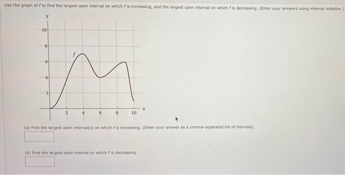 Solved Use the graph off to find the largest open interval | Chegg.com