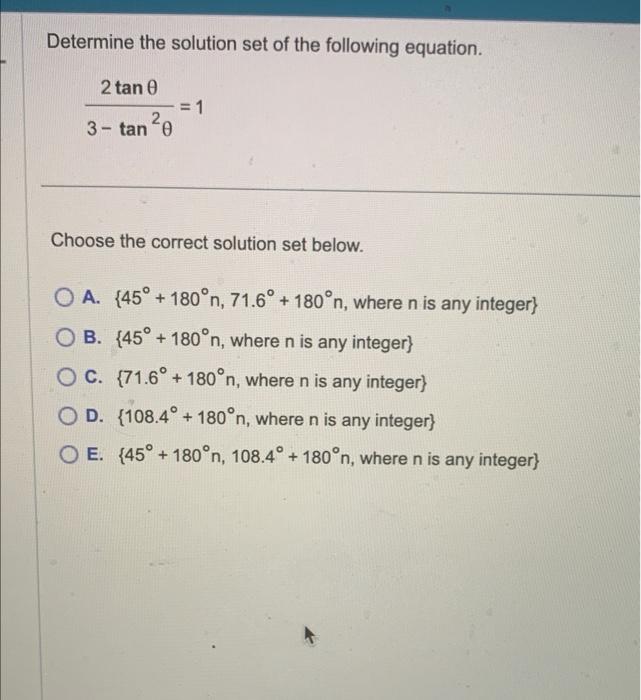 Solved Determine the solution set of the following equation. | Chegg.com