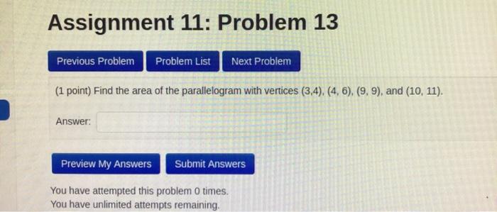 Solved Assignment 11 Problem 13 Previous Problem Problem 7125