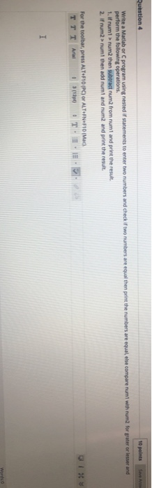 Solved Question 4 10 Points Write A Matlab Or C Program 1601