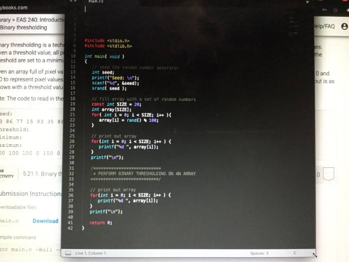 Solved 5.21 Binary thresholding Binary thresholding is a | Chegg.com