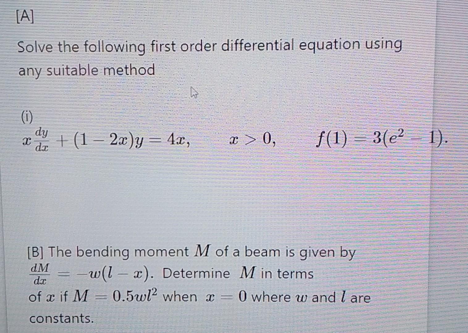 Solved Solve the following first order differential equation | Chegg.com