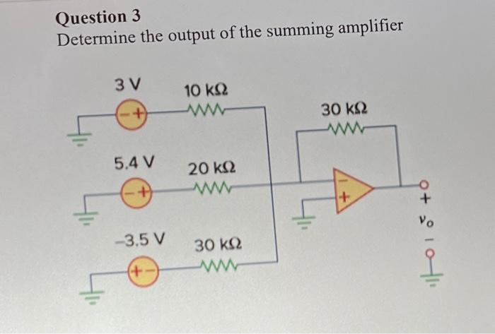 Solved Question 3 Determine the output of the summing | Chegg.com