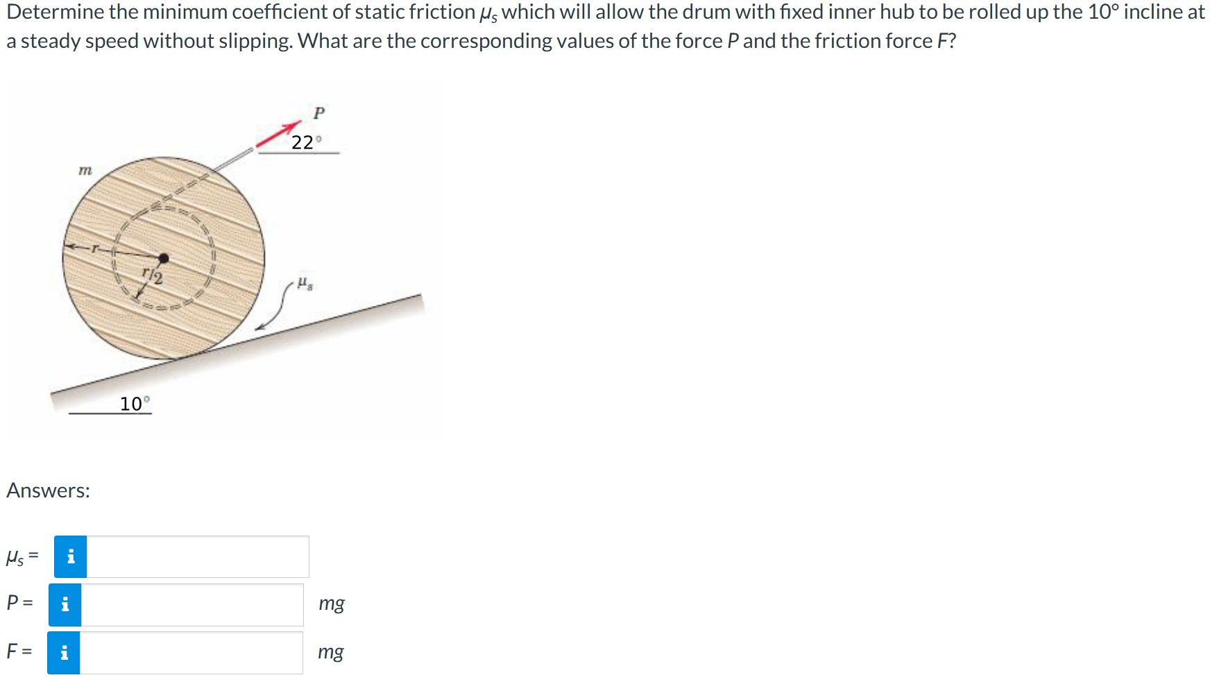 Solved Determine the minimum coefficient of ﻿static friction | Chegg.com