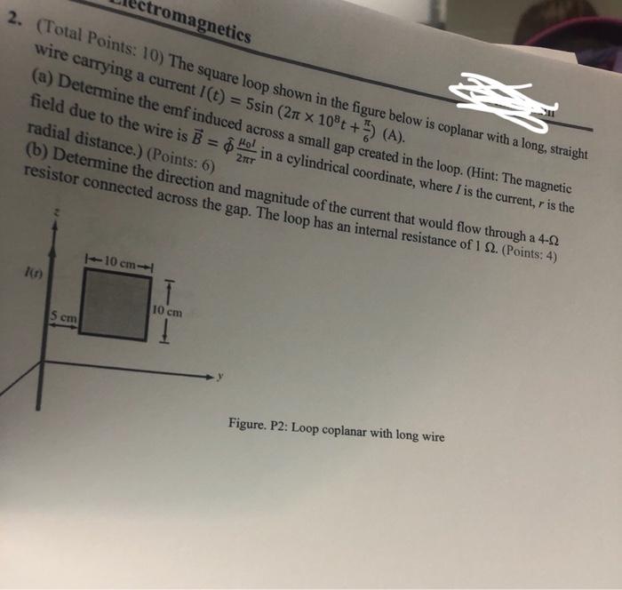 Solved ctromagnetics 2. (Total Points: 10) The square loop | Chegg.com