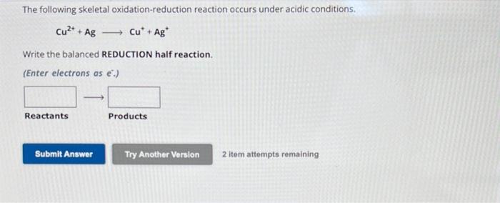 Solved (2) Write a balanced equation for the overall redox | Chegg.com