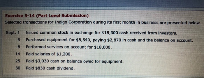 Solved Exercise 3-14 (Part Level Submission) Selected | Chegg.com