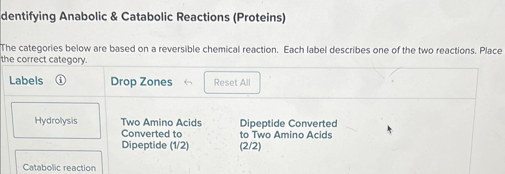 Solved dentifying Anabolic & Catabolic Reactions | Chegg.com