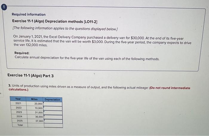Solved Required information Exercise 11-1 (Algo) | Chegg.com
