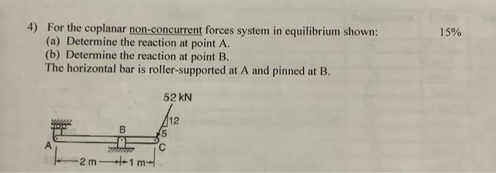Solved 15% 4) For the coplanar non-concurrent forces system | Chegg.com