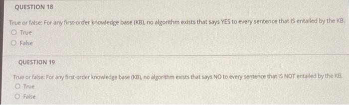 Solved QUESTION 18 True or false: For any first-order | Chegg.com
