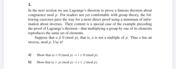 Solved In the next section we use Lagrange's theorem to | Chegg.com