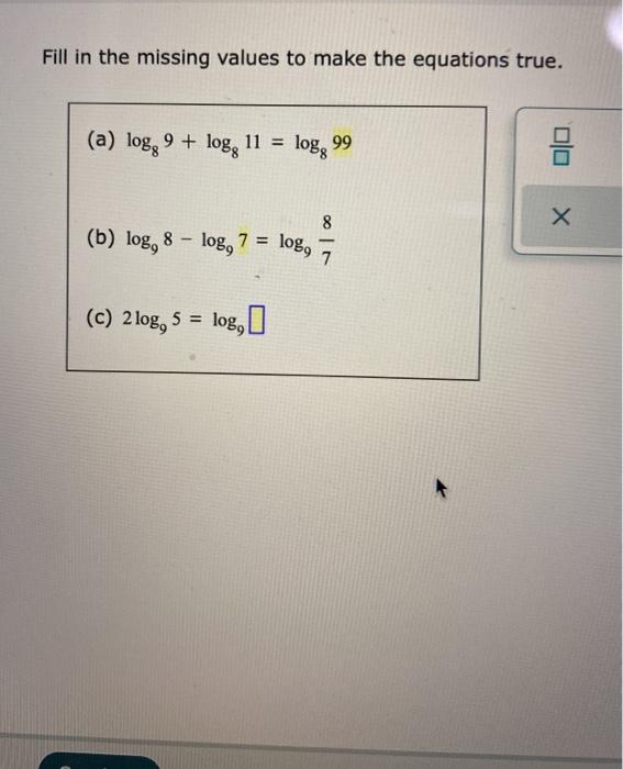 Solved Fill in the missing values to make the equations | Chegg.com