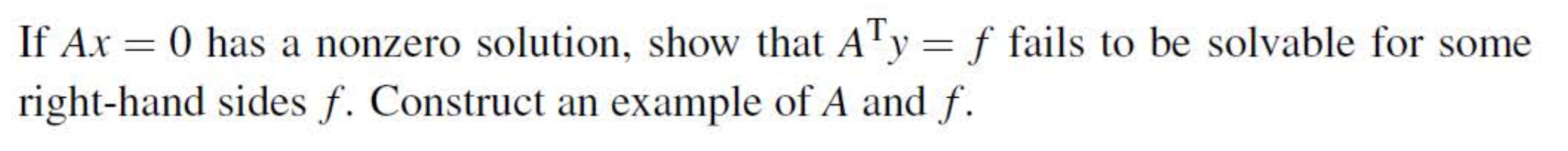 Solved If Ax=0 ﻿has a nonzero solution, show that ATy=f | Chegg.com