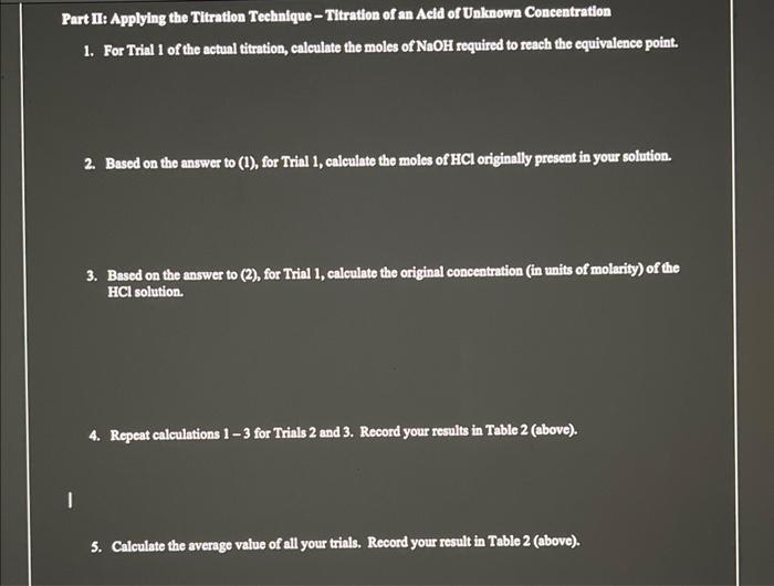Solved Part II: Applying the Titration Technique - Titration | Chegg.com