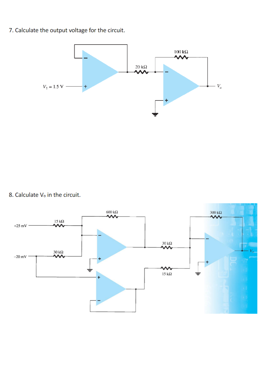 Solved Calculate the output voltage for the | Chegg.com