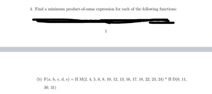 Solved 4. Find a minimum product-of-sums expression for each | Chegg.com