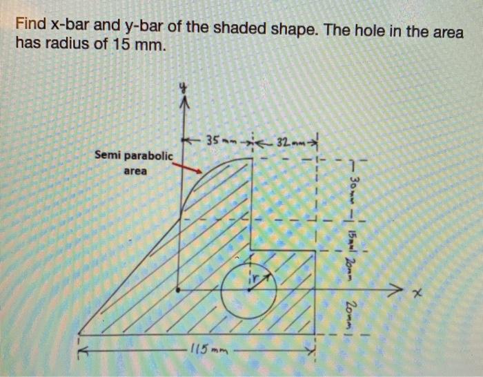Solved Find x-bar and y-bar of the shaded shape. The hole in | Chegg.com