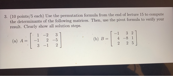Solved 3. (10 points/5 each) Use the permutation formula | Chegg.com