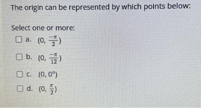 Solved The origin can be represented by which points below: | Chegg.com
