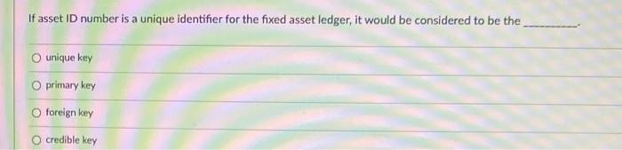 Solved If asset ID number is a unique identifier for the | Chegg.com