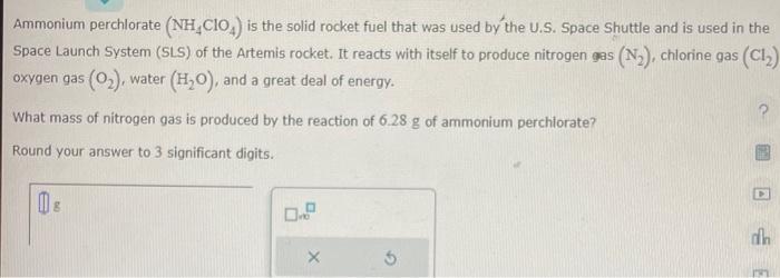 Solved Ammonium perchlorate (NH4ClO4) is the solid rocket | Chegg.com