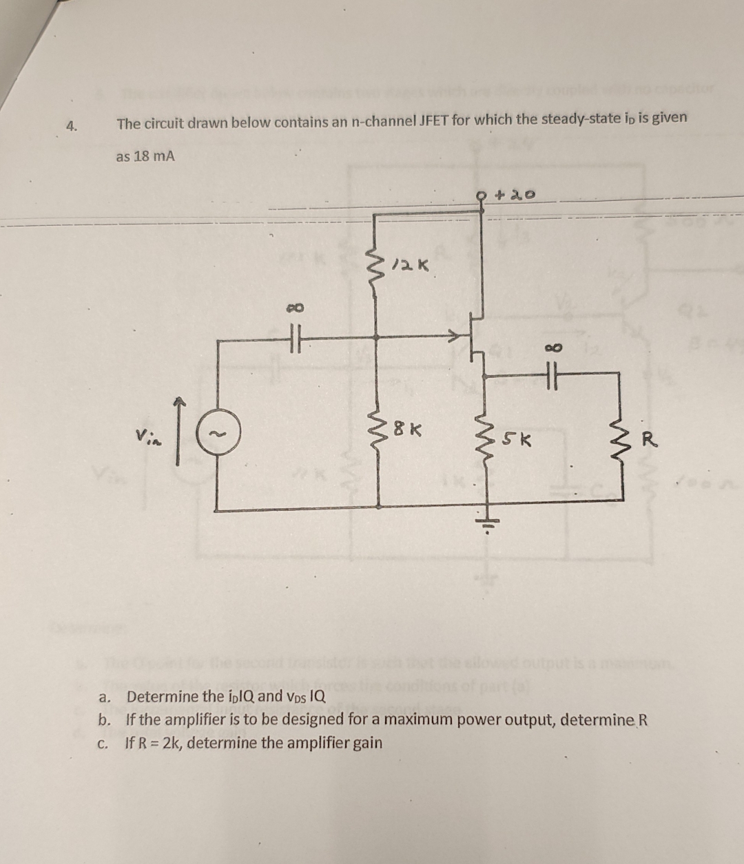 Solved The circuit drawn below contains an n-channel JFET | Chegg.com