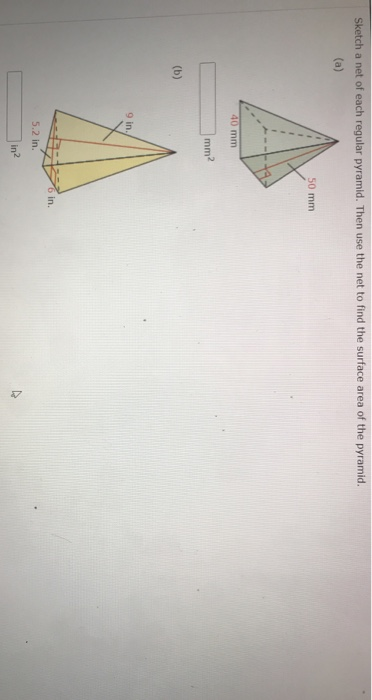 Solved Sketch a net of each regular pyramid. Then use the | Chegg.com