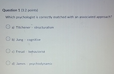 Solved Question 1 ( 3.2 ﻿points)Which psychologist is | Chegg.com