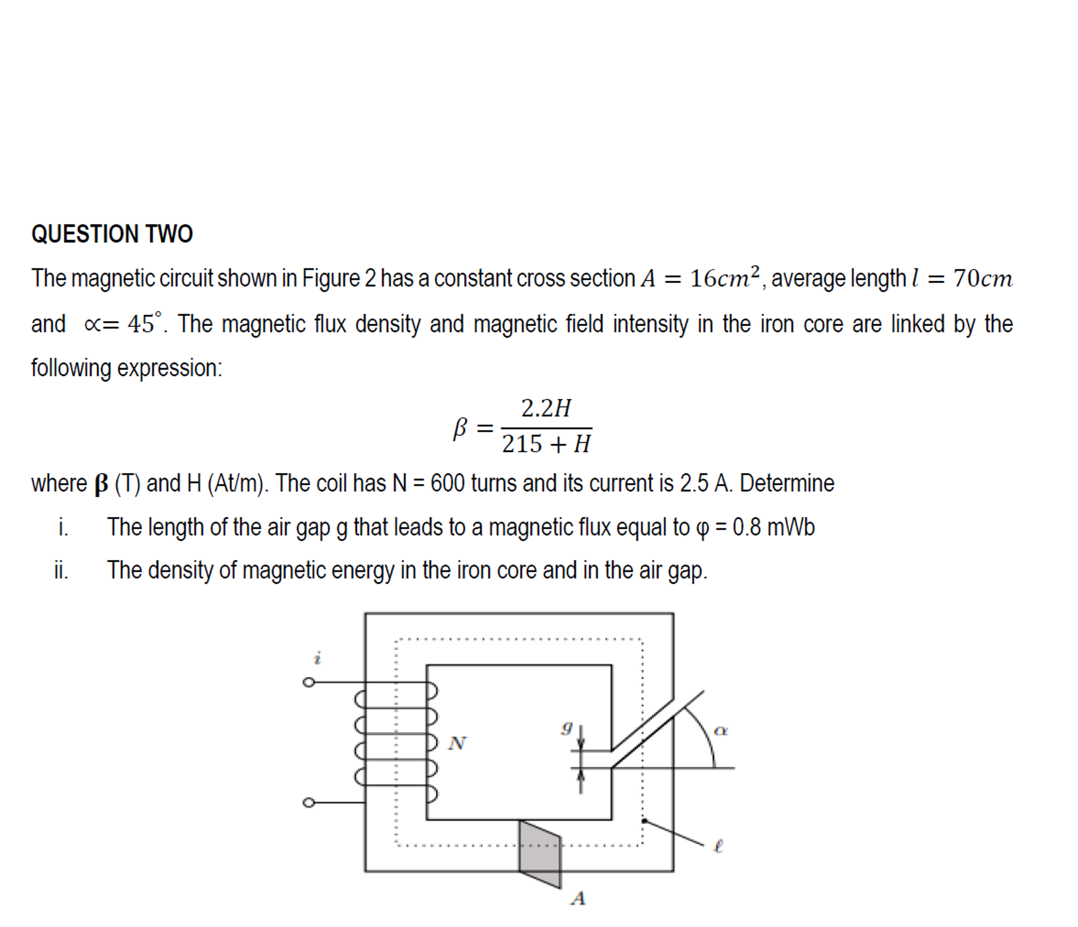 Solved Please see the magnetic circuit shown in the figure | Chegg.com