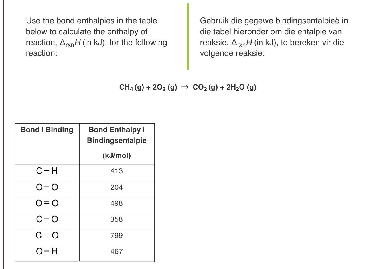 Solved Use the bond enthalpies in the table below to | Chegg.com