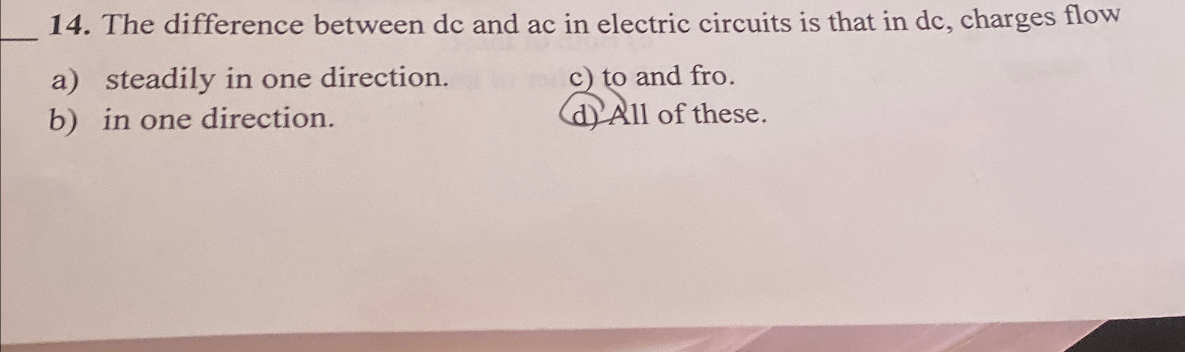 Solved The difference between dc ﻿and ac in electric | Chegg.com