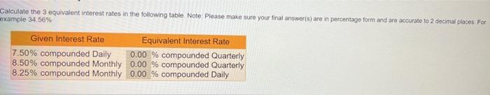 Solved Calculate the 3 equivalent interest rates in the | Chegg.com