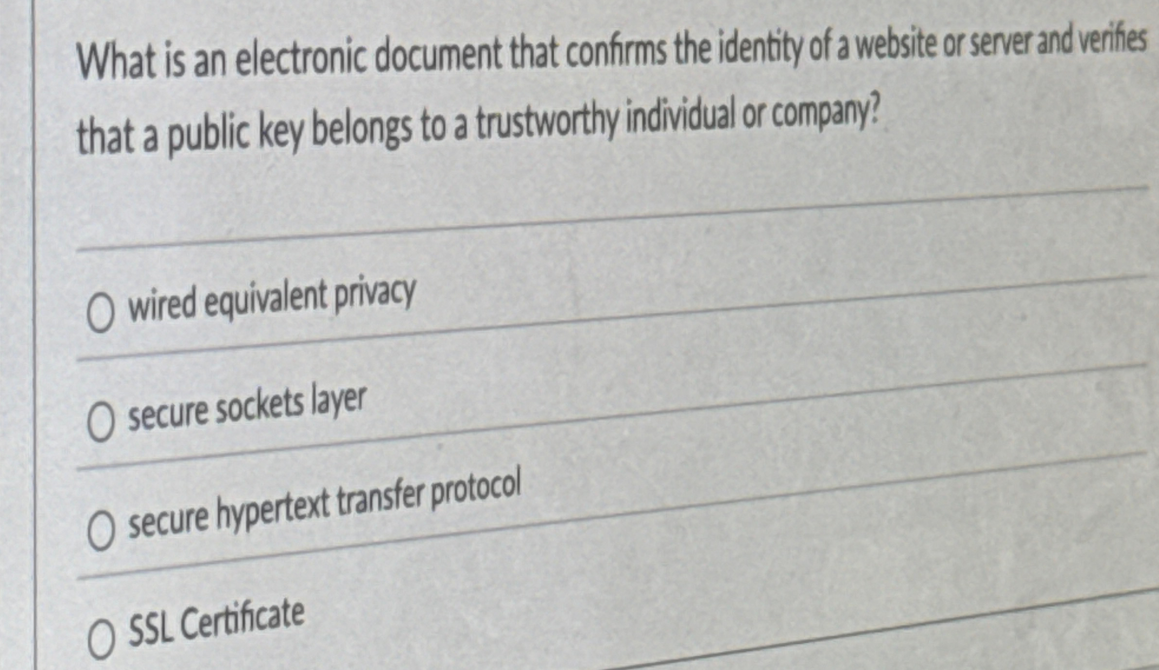 Solved What is an electronic document that confrms the | Chegg.com