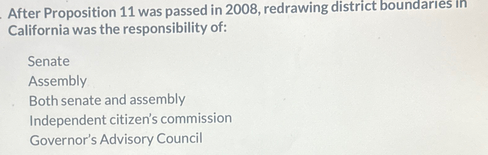 Solved After Proposition 11 ﻿was passed in 2008, ﻿redrawing | Chegg.com