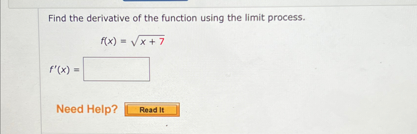 Solved Find the derivative of the function using the limit | Chegg.com