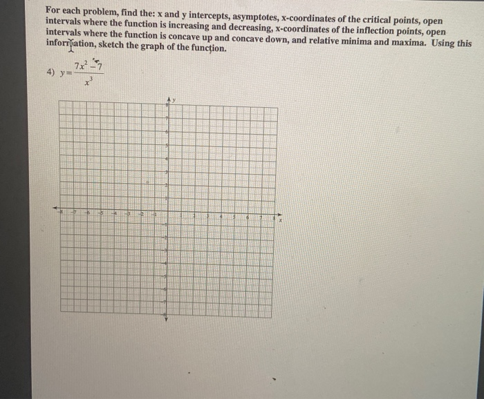 Solved For each problem, find the: x and y intercepts, | Chegg.com