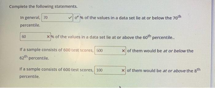 Solved omplete the following statements. In general, \% of | Chegg.com