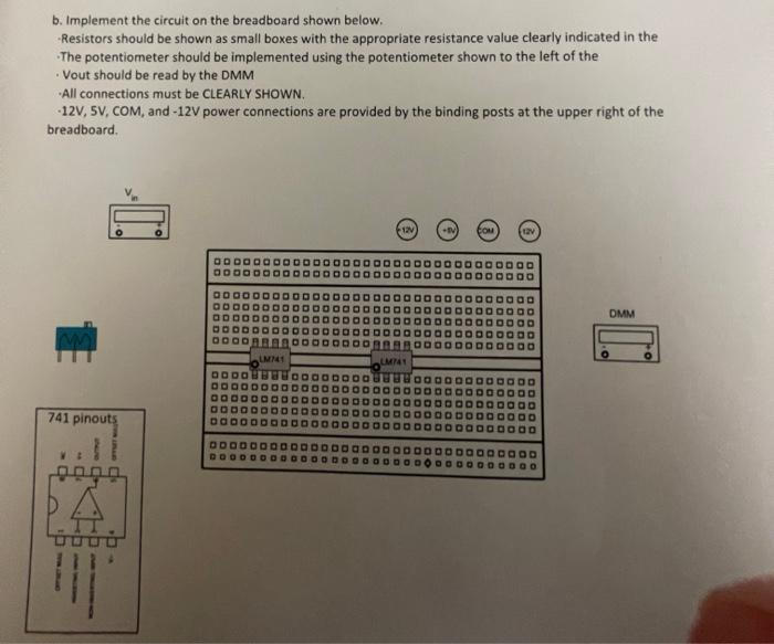 Solved b. Implement the circuit on the breadboard shown | Chegg.com