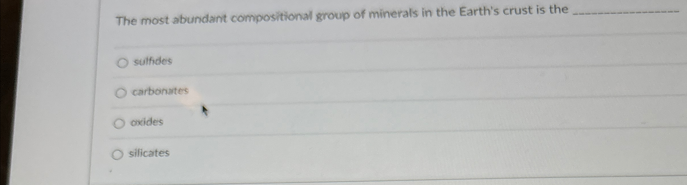 Solved The most abundant compositional group of minerals in | Chegg.com