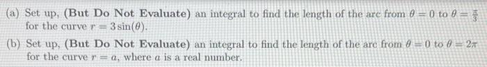 Solved (a) Set up, (But Do Not Evaluate) an integral to find | Chegg.com