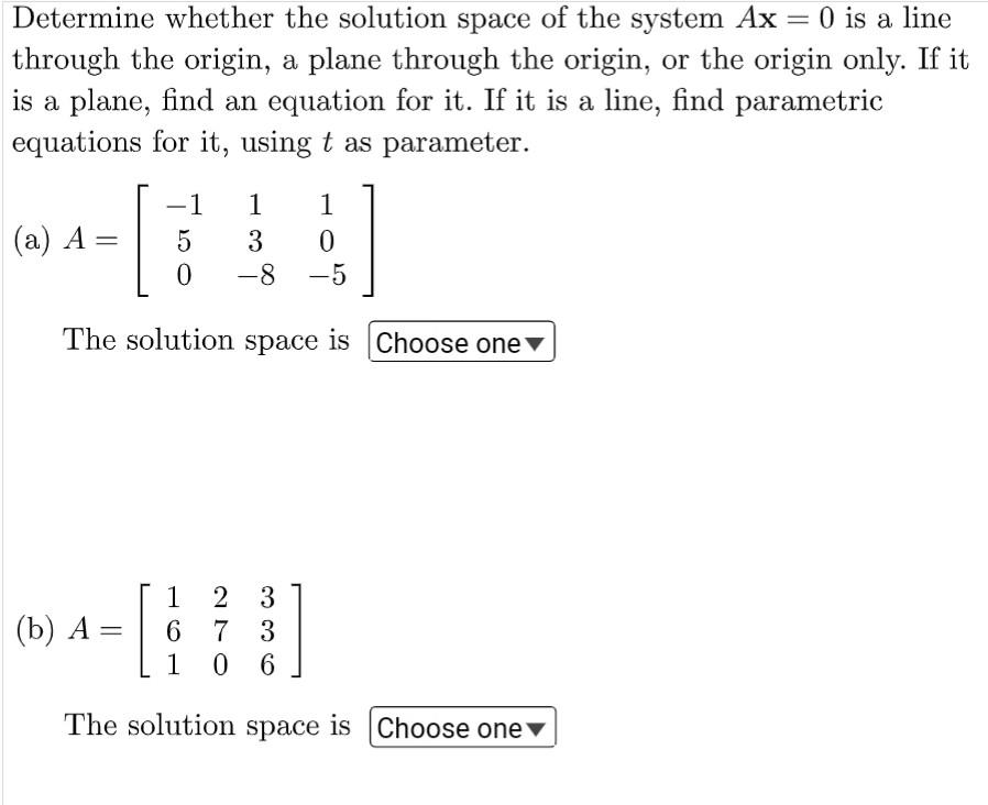 Solved Determine whether the solution space of the system | Chegg.com