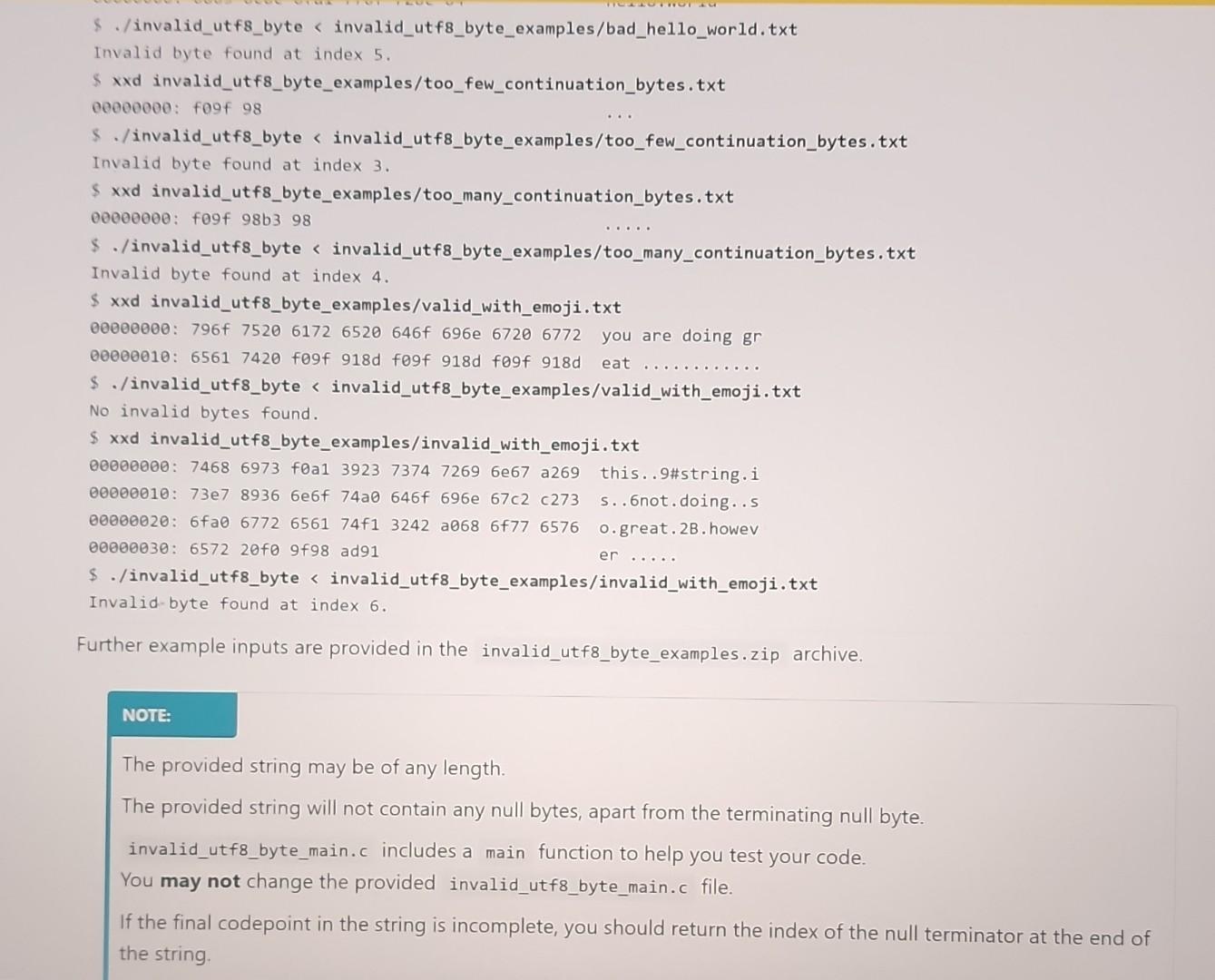 Solved EXERCISE - INDIVIDUAL: Find the First Invalid UTF-8 | Chegg.com