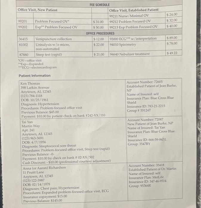Procedure 45.1: Posting Charges. Post charges for Ken | Chegg.com