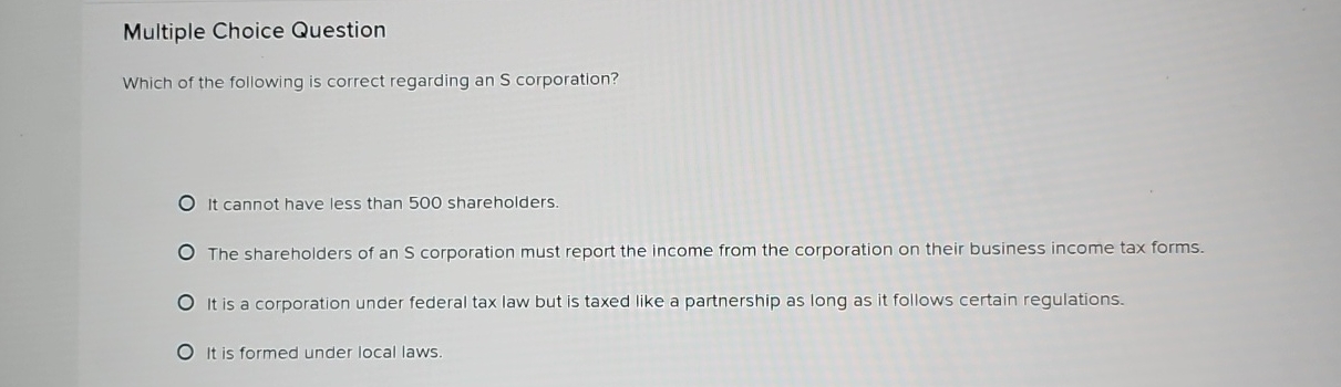 Solved Multiple Choice QuestionWhich of the following is | Chegg.com
