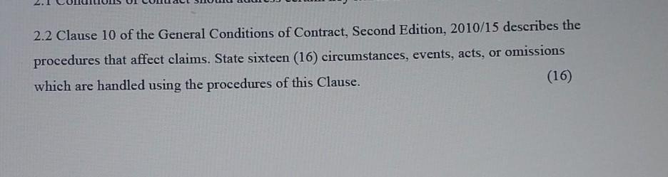 Solved 2.2 Clause 10 of the General Conditions of Contract, | Chegg.com